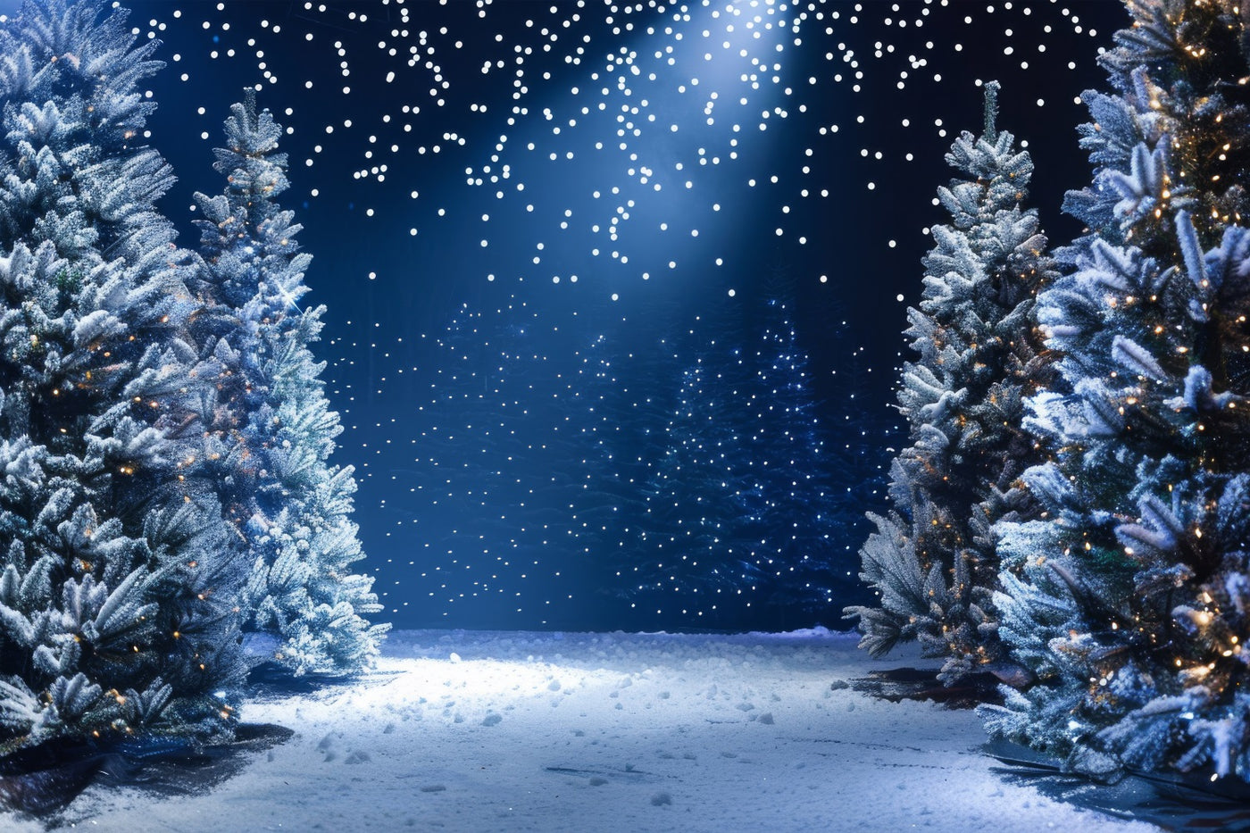 Backdrop Winter Wonderland Snowy Night Photography Backdrop BRP11-491