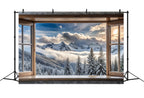 Winter Backdrops Photography Mountain Majesty Window Scene Backdrop BR