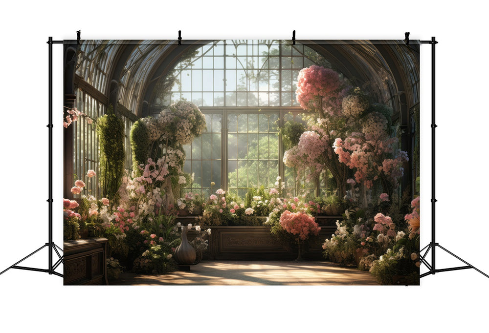 Spring Photoshoot Backdrop Glass Conservatory Floral Window Backdrop B