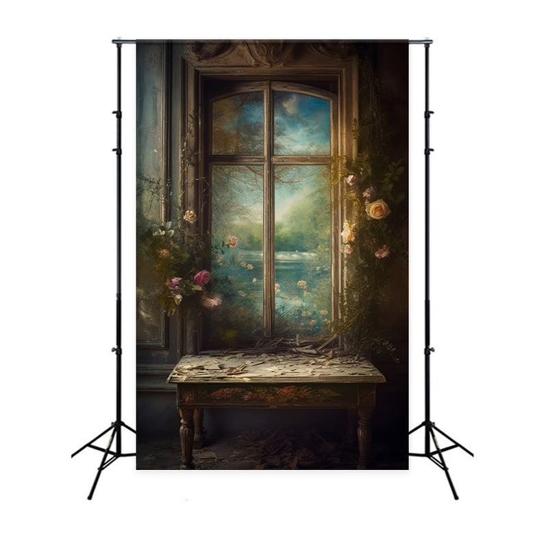 Photography Vintage Backdrop Window Decor Blossom Frame Backdrop BRP11