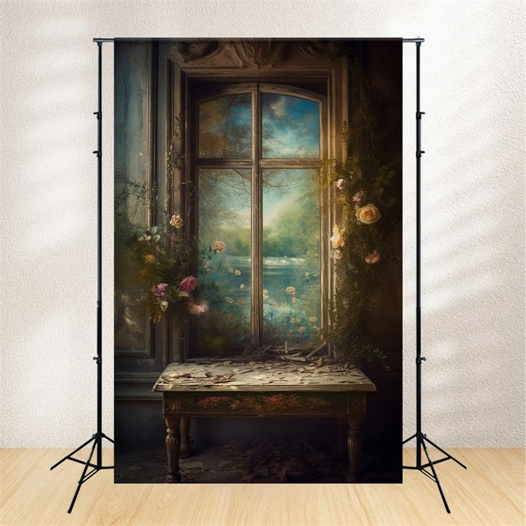 Photography Vintage Backdrop Window Decor Blossom Frame Backdrop BRP11