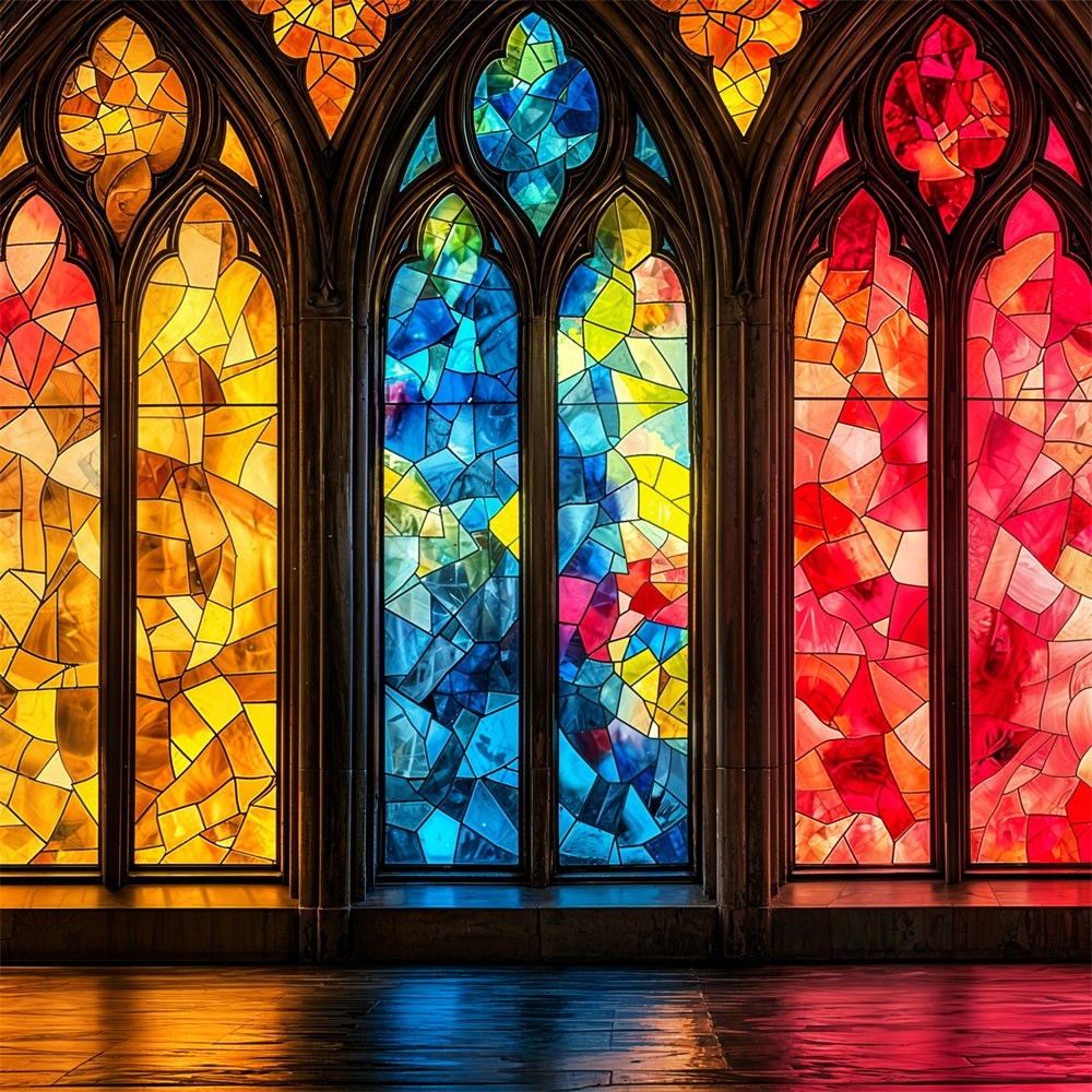Photography Vintage Backdrops Colorful Church Windows Backdrop BRP11-5