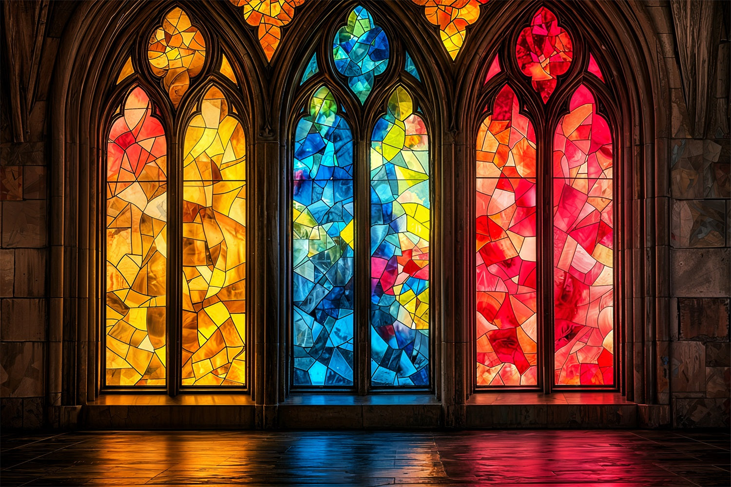 Photography Vintage Backdrops Colorful Church Windows Backdrop BRP11-5