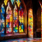 Vintage Backdrops Church Colored Glass Windows Backdrop BRP11-586