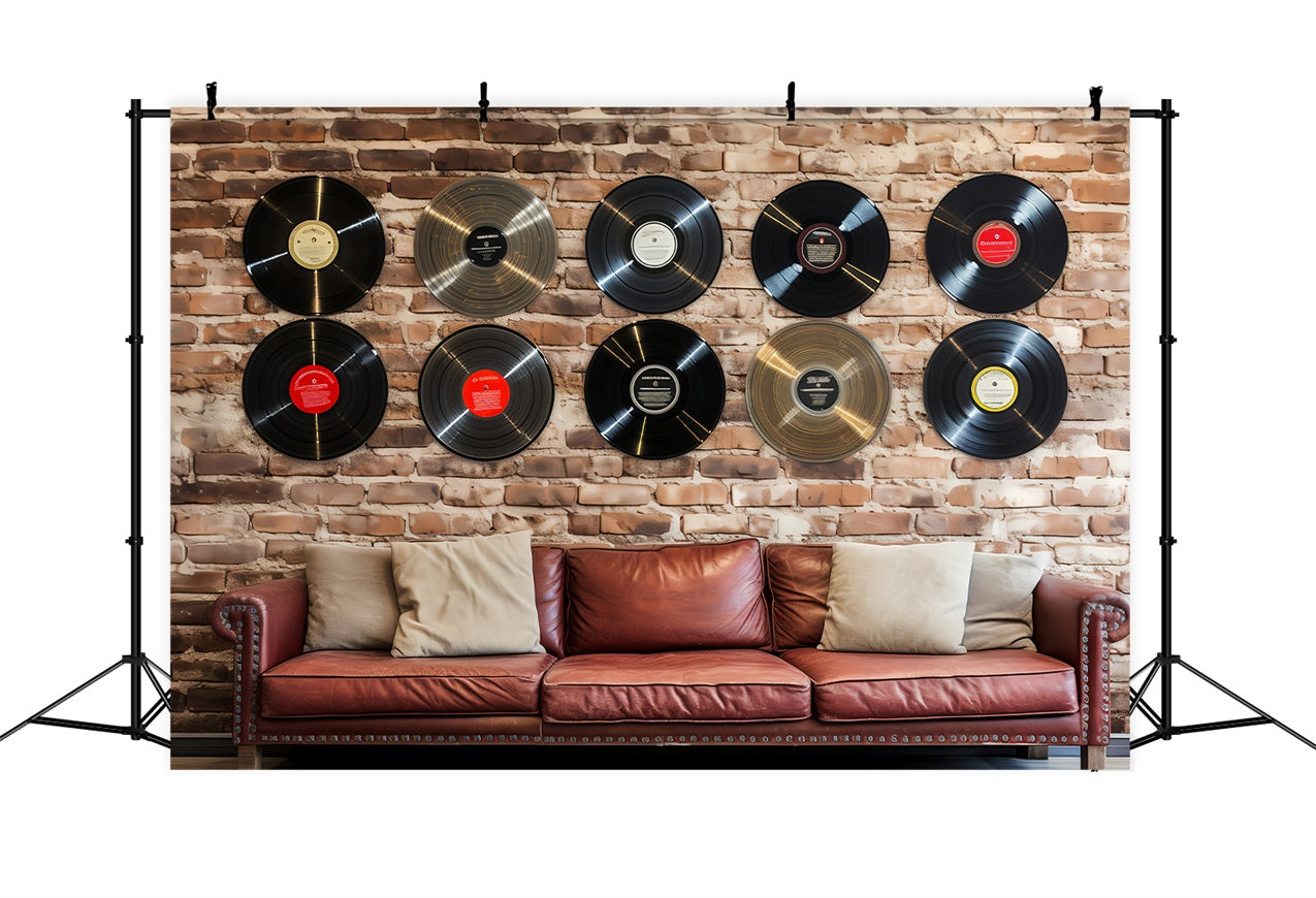 Vintage Photography Backdrop Vinyl Records Brick Wall Backdrop BRP11-5 ...