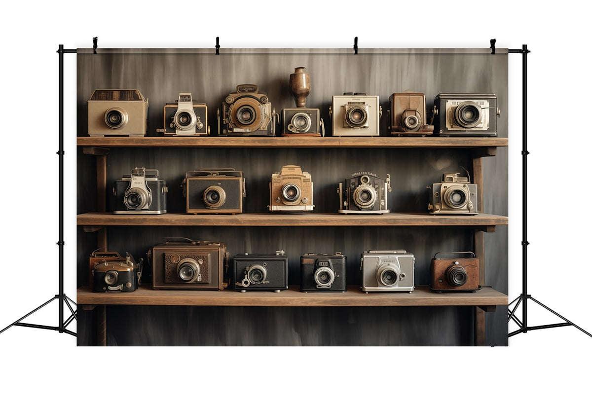 Photography Backdrops Vintage Antique Shelf Camera Decor Backdrop BRP1