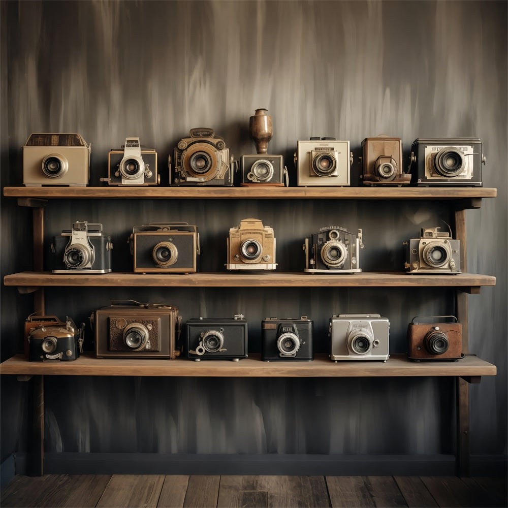 Photography Backdrops Vintage Antique Shelf Camera Decor Backdrop BRP1