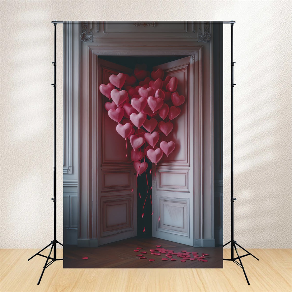 Valentine Photography Backdrop Pink Heart Balloons Door Backdrop BRP12