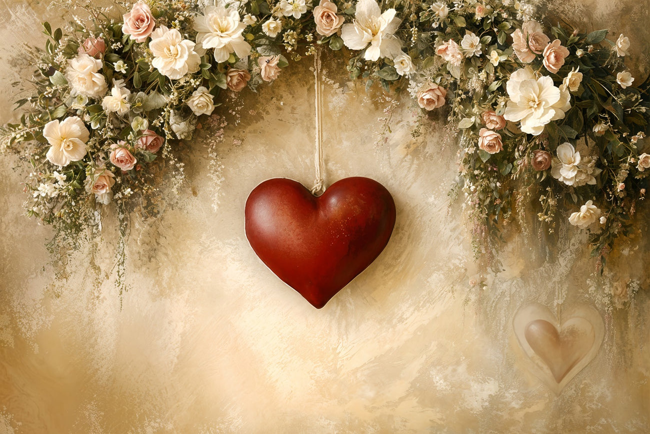 Valentine's Backdrops Red Heart Hanging Floral Elegance Backdrop BRP12