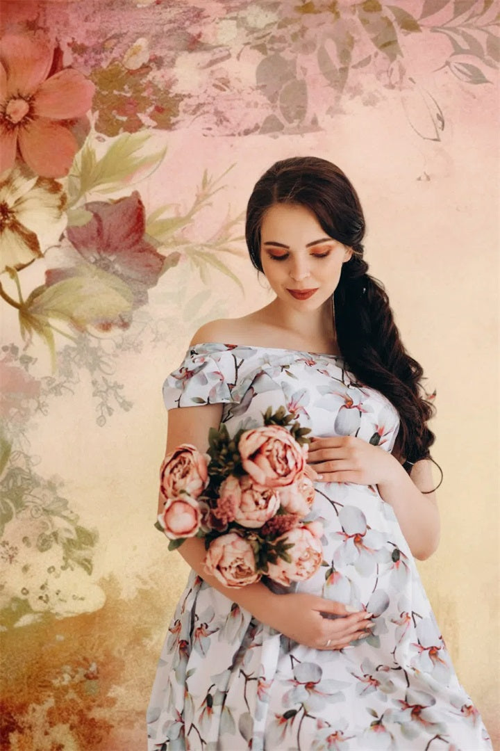 Maternity Photoshoot Backdrop Vintage Floral Decor Wall Backdrop BRP12