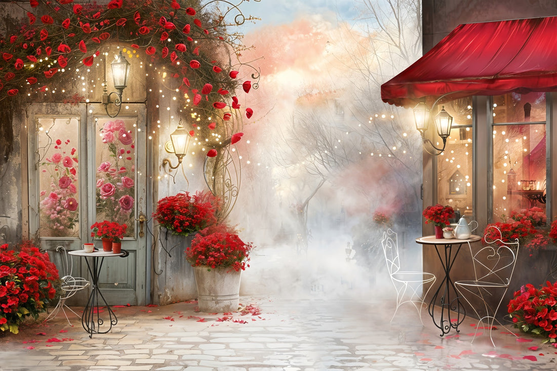 Valentine Backdrops Misty Romantic Valentine Garden Cafe Backdrop BRP1