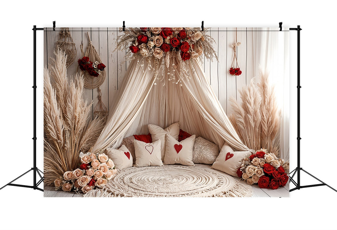 Valentine Photography Backdrops Boho Canopy Rose Decor Backdrop BRP12-