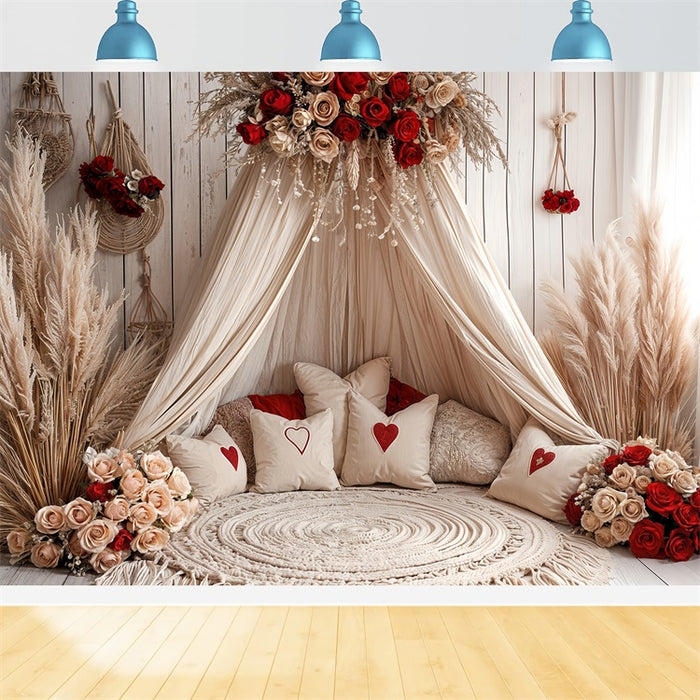 Valentine Photography Backdrops Boho Canopy Rose Decor Backdrop BRP12-