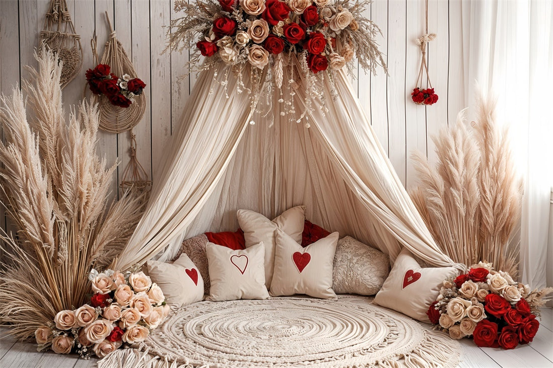 Valentine Photography Backdrops Boho Canopy Rose Decor Backdrop BRP12-