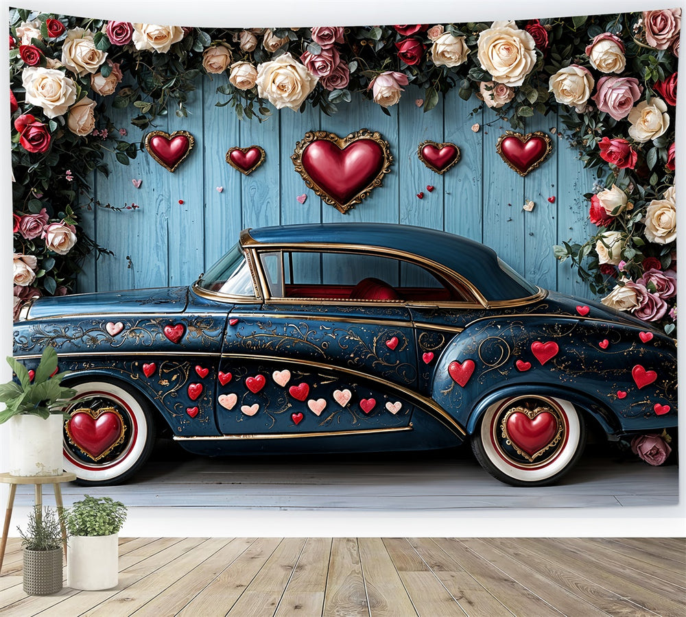 Valentine Photography Backdrop Rose Heart Car Display Backdrop BRP12-2