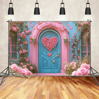 Valentine Backdrops Pink Rose Heart Blue Door Backdrop BRP12-261