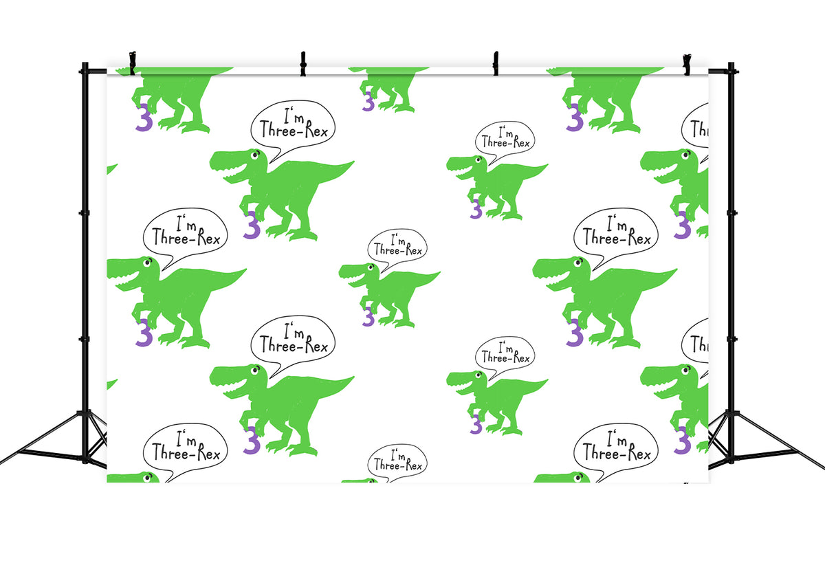 Personalized Birthday Backdrop Dinosaur Pattern Three-Rex Backdrop BRP
