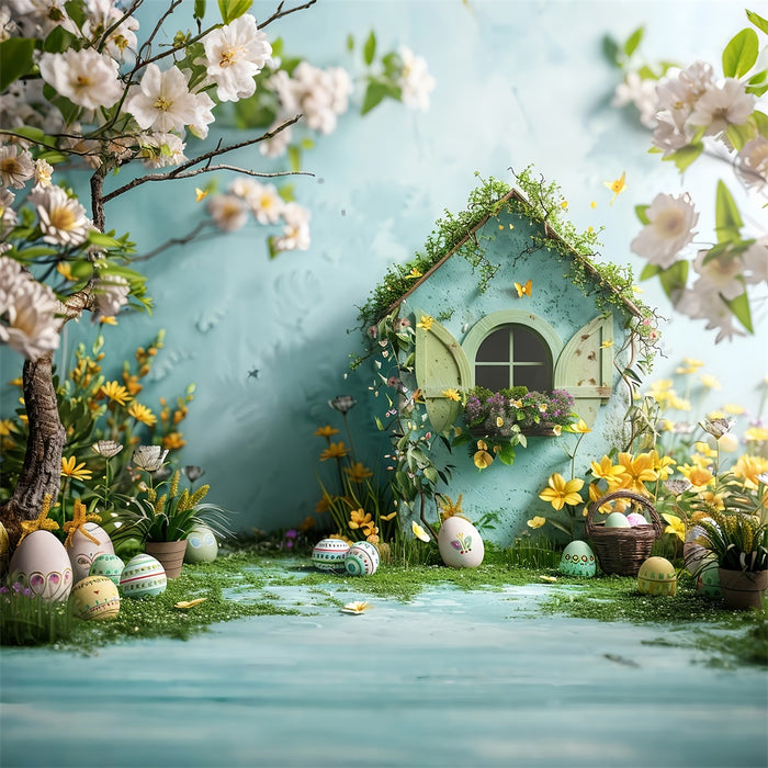 Easter Picture Backdrops Garden Cottage Yellow Blooms Backdrop BRP12-3