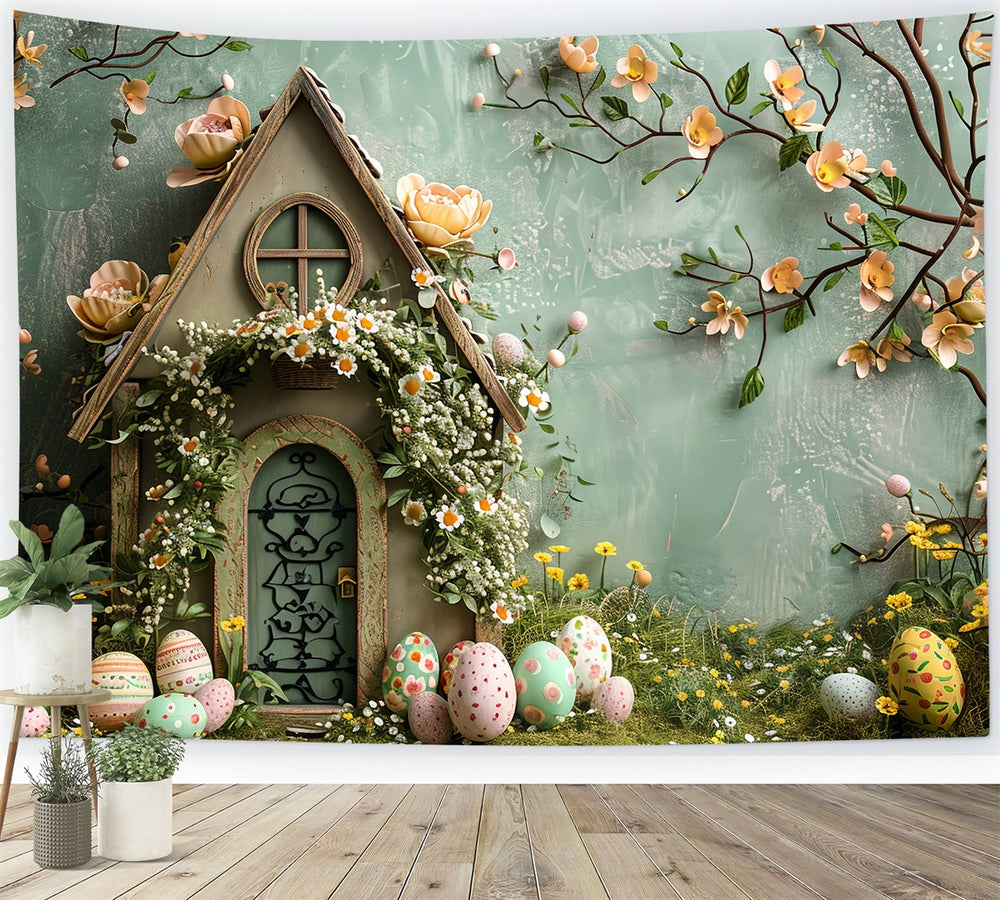 Photo Backdrops Easter Pastel Floral Decorated Cottage Backdrop BRP12-