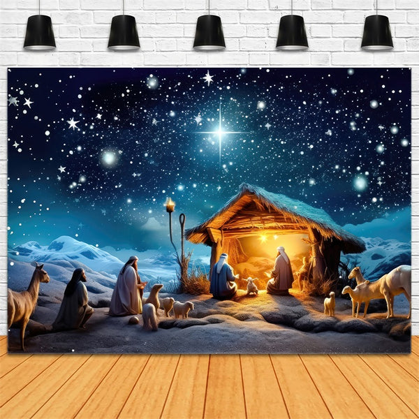 Nativity Backdrop Scene Bethlehem Star Manger Backdrop BRP12-438
