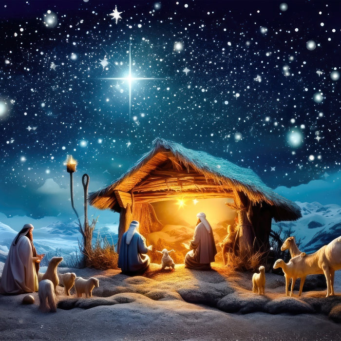 Nativity Backdrop Scene Bethlehem Star Manger Backdrop BRP12-438