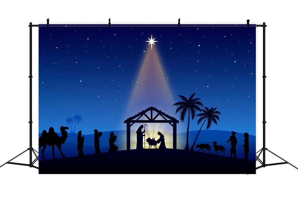 Nativity Backdrops Holy Light Manger Silhouette Scene Backdrop BRP12-4