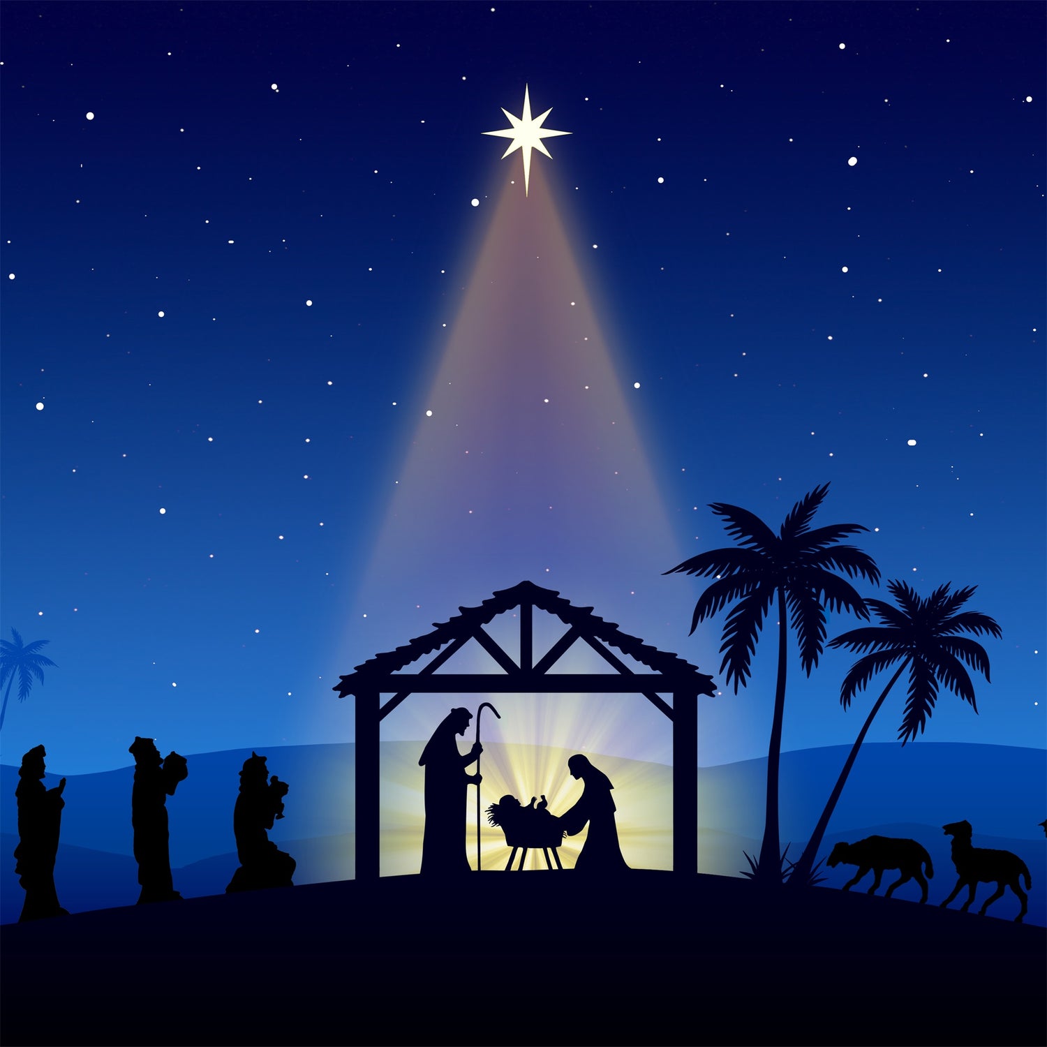 Nativity Backdrops Holy Light Manger Silhouette Scene Backdrop BRP12-4