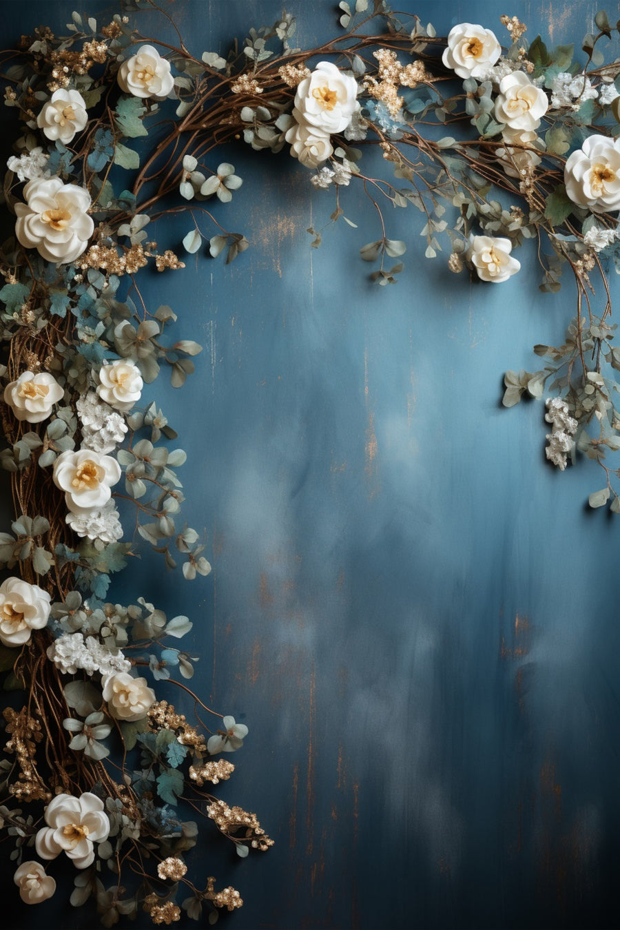 Maternity Photography Backdrops White Floral Blue Wall Backdrop BRP12-