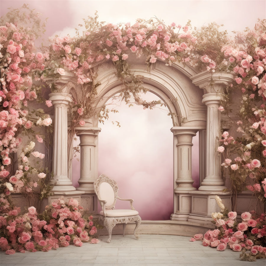 Spring Photography Backdrops Dreamy Pink Floral Arch Backdrop BRP12-45
