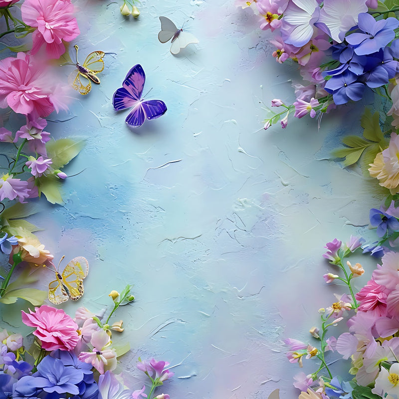 Backdrops For Spring Dreamy Floral Fluttering Butterflies Backdrop BRP