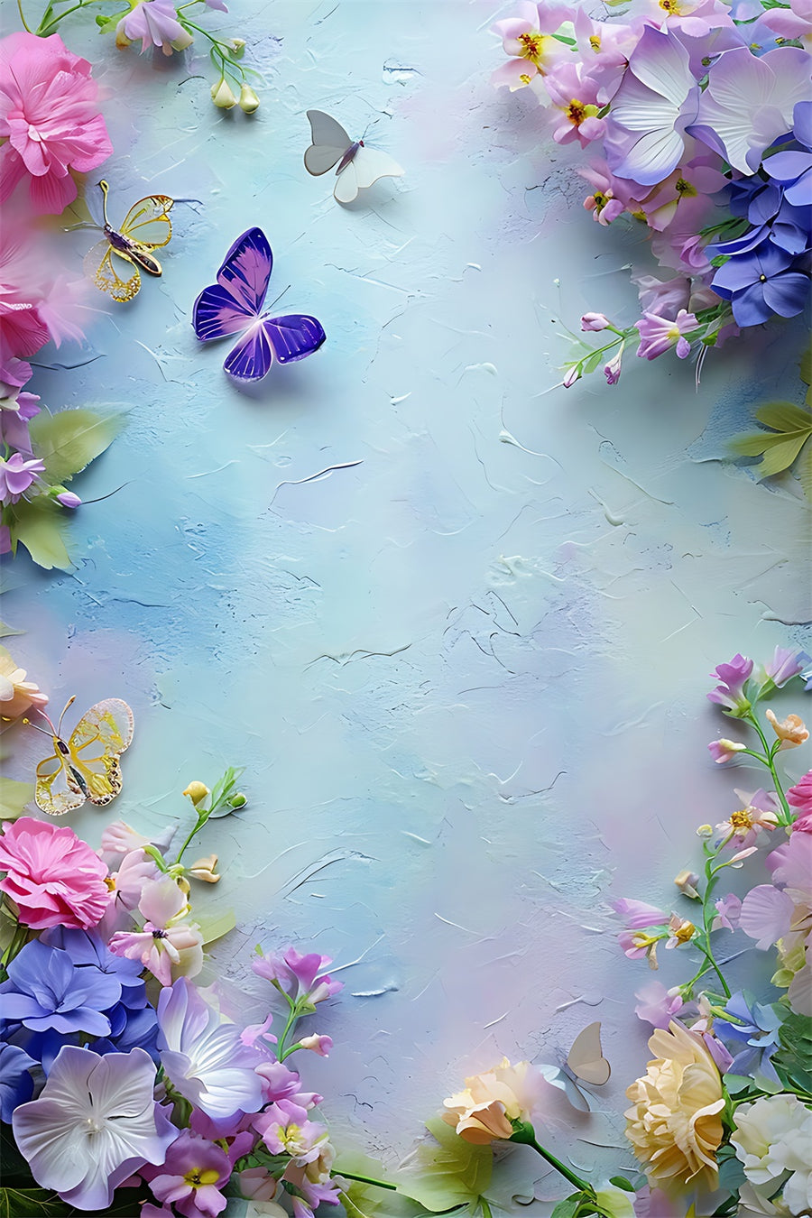 Backdrops For Spring Dreamy Floral Fluttering Butterflies Backdrop BRP
