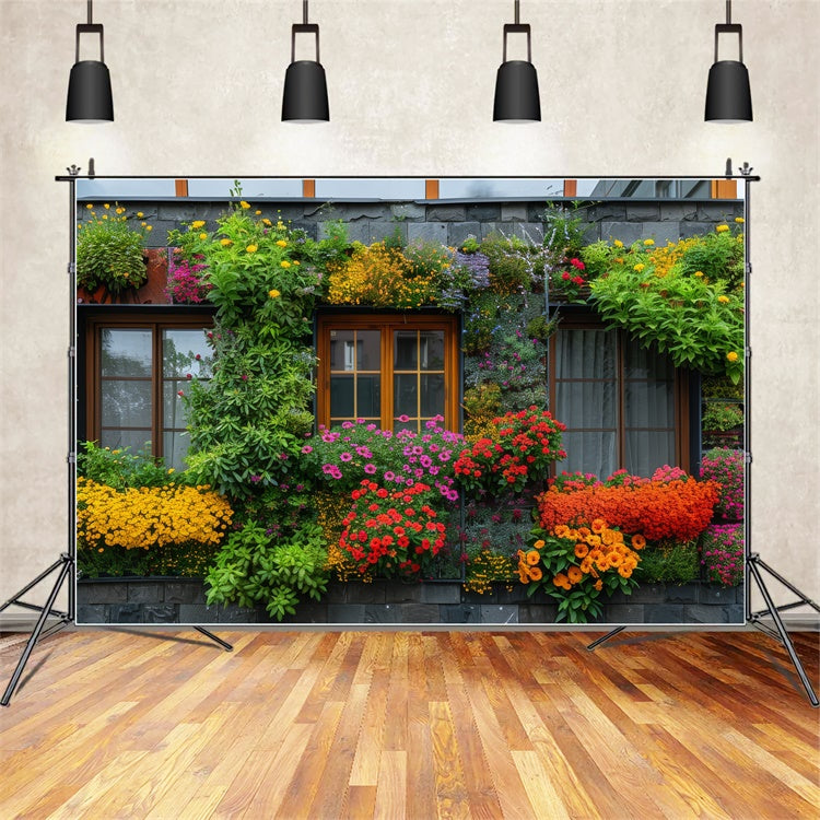 Spring Backdrop Colorful Flower Wall Cozy Cottage Backdrop BRP12-469