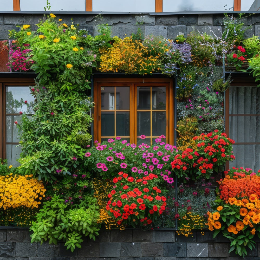 Spring Backdrop Colorful Flower Wall Cozy Cottage Backdrop BRP12-469