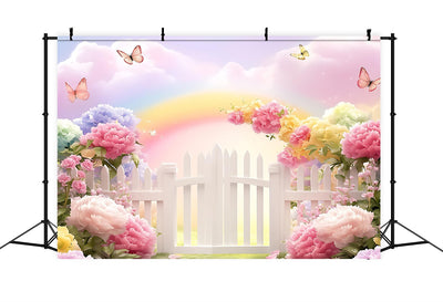 Spring Photo Backdrop Vibrant Flowers Pastel Rainbow Backdrop BRP12-47