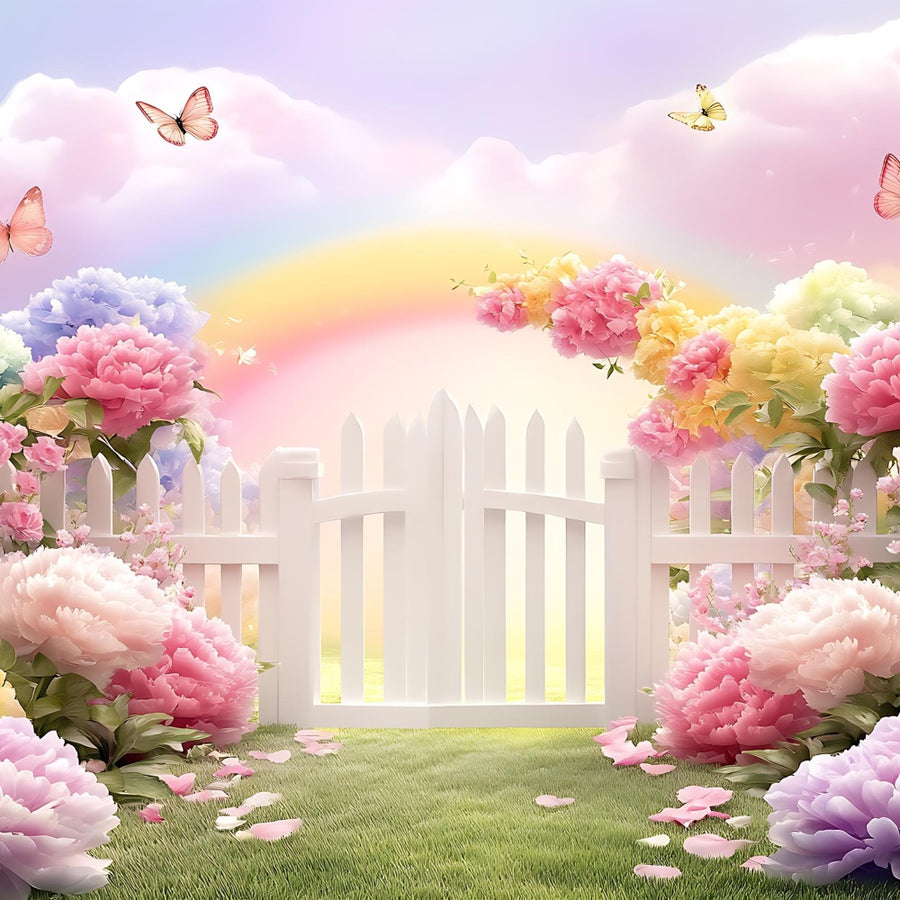 Spring Photo Backdrop Vibrant Flowers Pastel Rainbow Backdrop BRP12-47