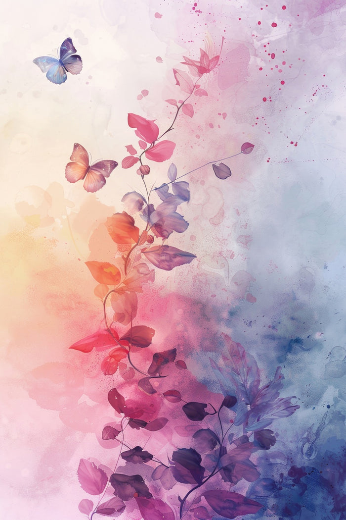 Spring Portrait Backdrops Watercolor Butterfly Blossoms Backdrop BRP12