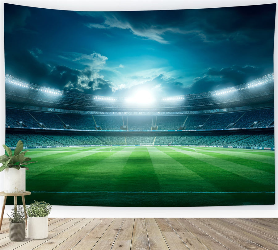 Sport Backdrop Cloudy Sky Football Field Photography Backdrop BRP12-58