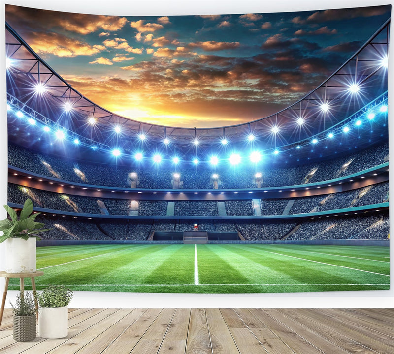 Sports Themed Backdrop Football Stadium Sunset Glow Backdrop BRP12-592