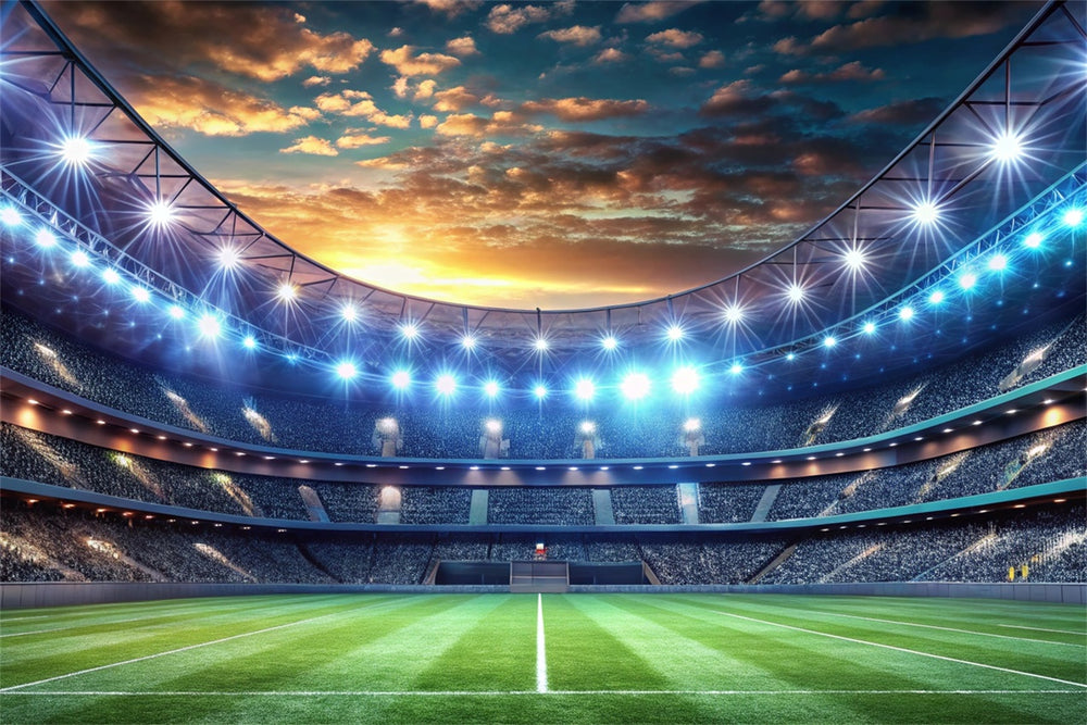 Sports Themed Backdrop Football Stadium Sunset Glow Backdrop BRP12-592