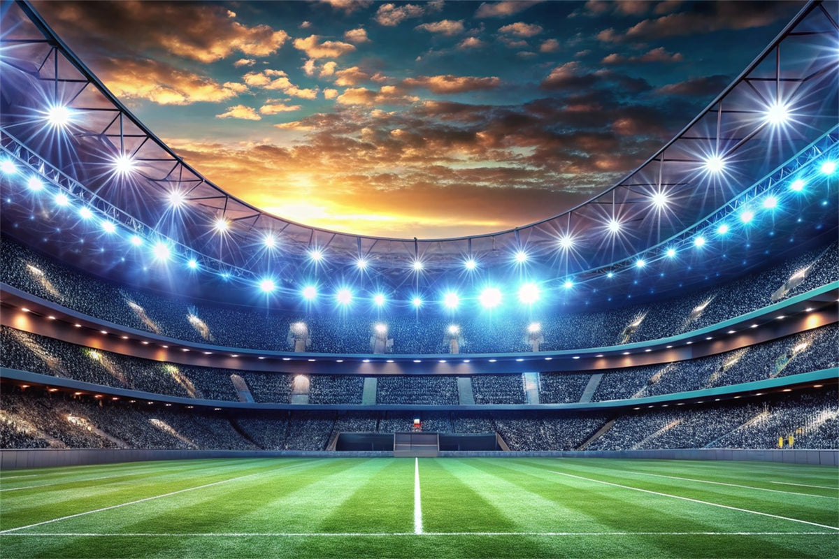 Sports Themed Backdrop Football Stadium Sunset Glow Backdrop BRP12-592