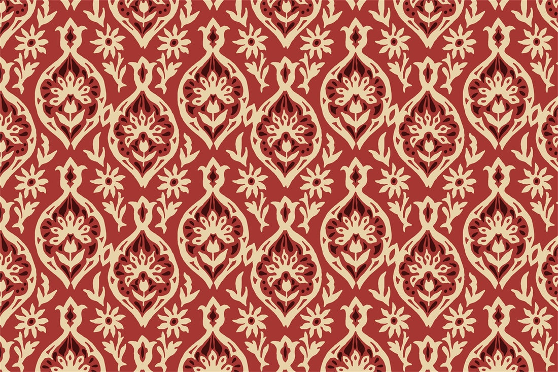 Damask Photo Backdrops Vintage Red Ivory Floral Backdrop BRP12-619