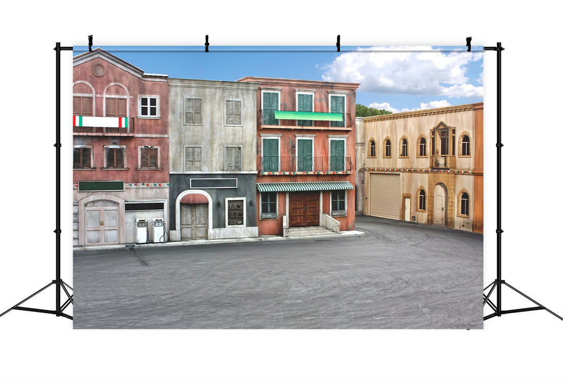 Architecture Backdrop Charming Village Streets Vintage Backdrop BRP12-