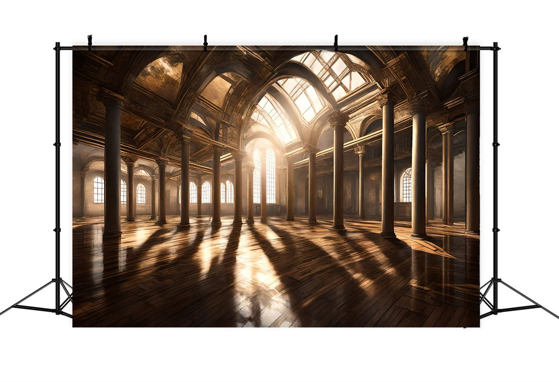 Architecture Backdrop Golden Sunlight Arched Windows Backdrop BRP12-64
