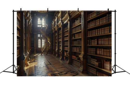 Architecture Backdrop Renaissance Library Spiral Staircase Backdrop BR