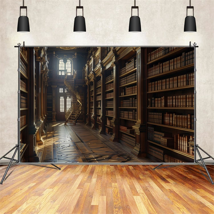 Architecture Backdrop Renaissance Library Spiral Staircase Backdrop BR
