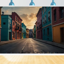 Architecture Backdrop Colorful Street Painted Buildings Backdrop BRP12