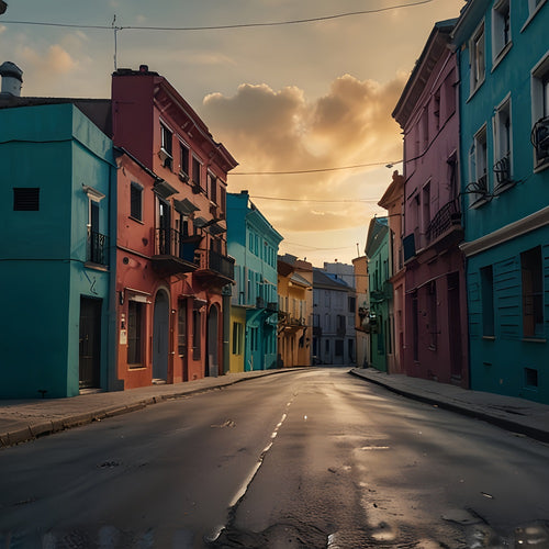 Architecture Backdrop Colorful Street Painted Buildings Backdrop BRP12
