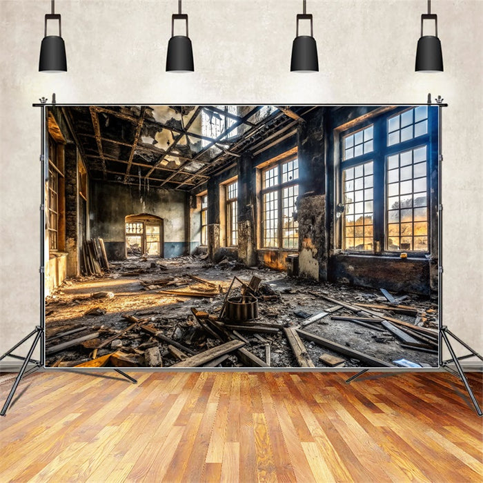 Architecture Backdrop Burnt-Out Abandoned Building Rubble Backdrop BRP