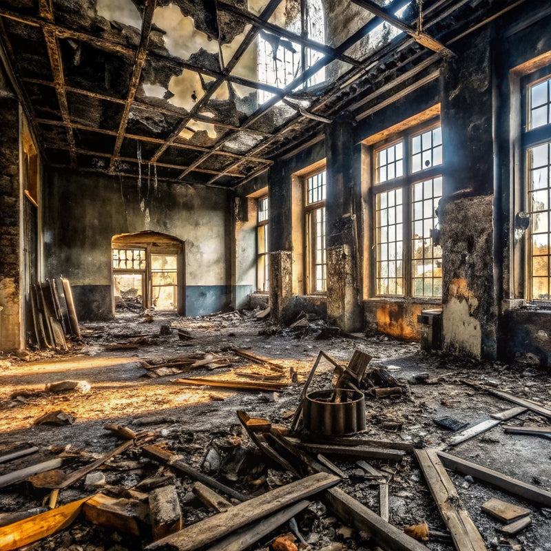 Architecture Backdrop Burnt-Out Abandoned Building Rubble Backdrop BRP