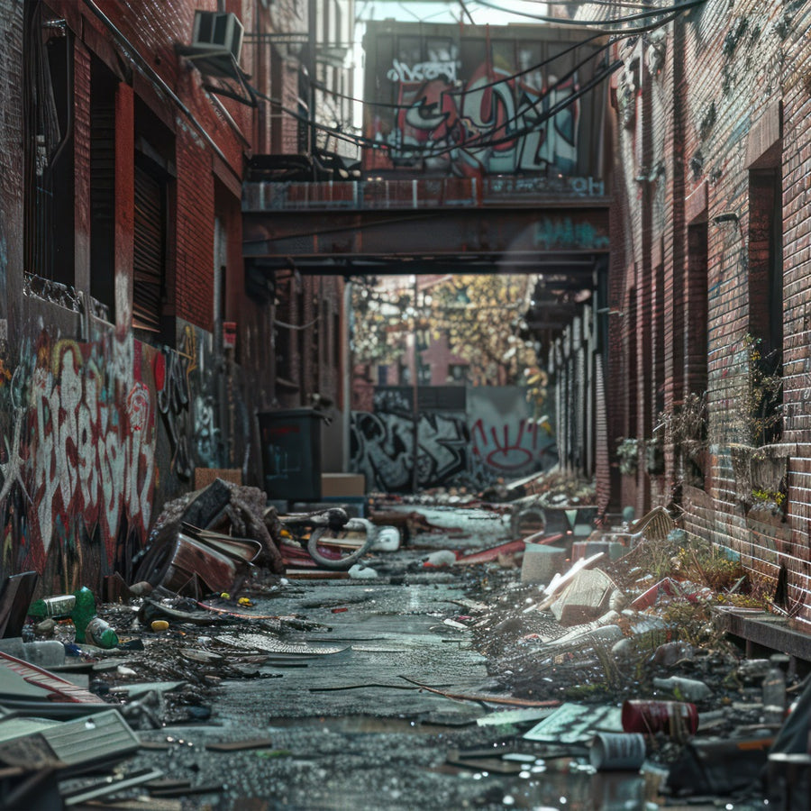 Architecture Backdrop Graffiti Alley Trash Scattered Backdrop BRP12-66